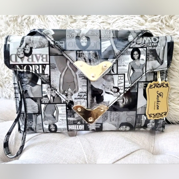 unbranded | Bags | Michelle Barack Obama Magazine Collage Clutch Bag W ...